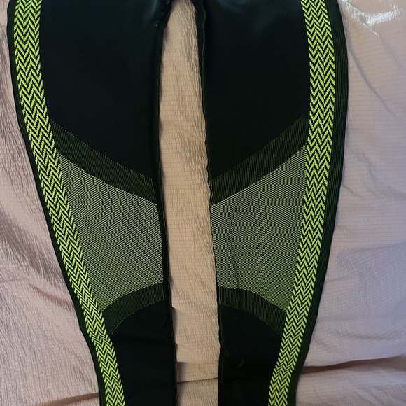 Fabletics | Pants & Jumpsuits | Fabletics Black And Neon Green Legging ...